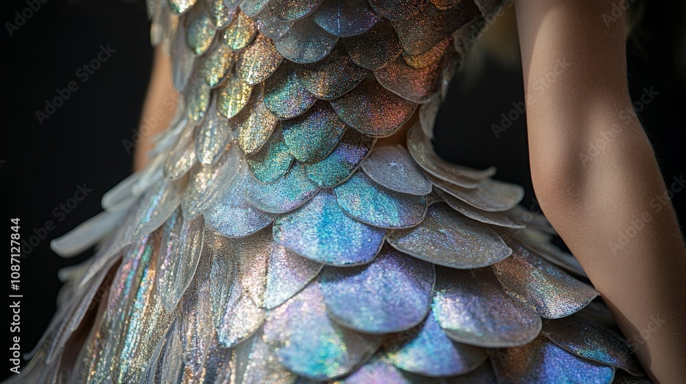 Shimmering Aquatic Elegance, a dress featuring a fish scale design that ...