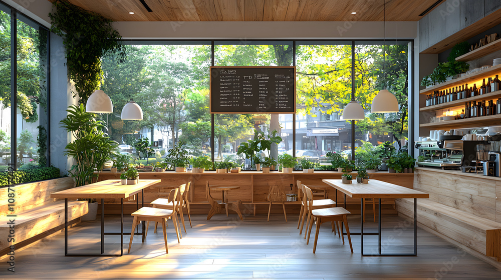 Detailed CAD Line Drawing of a Modern Cafe Interior in Elevation View ...