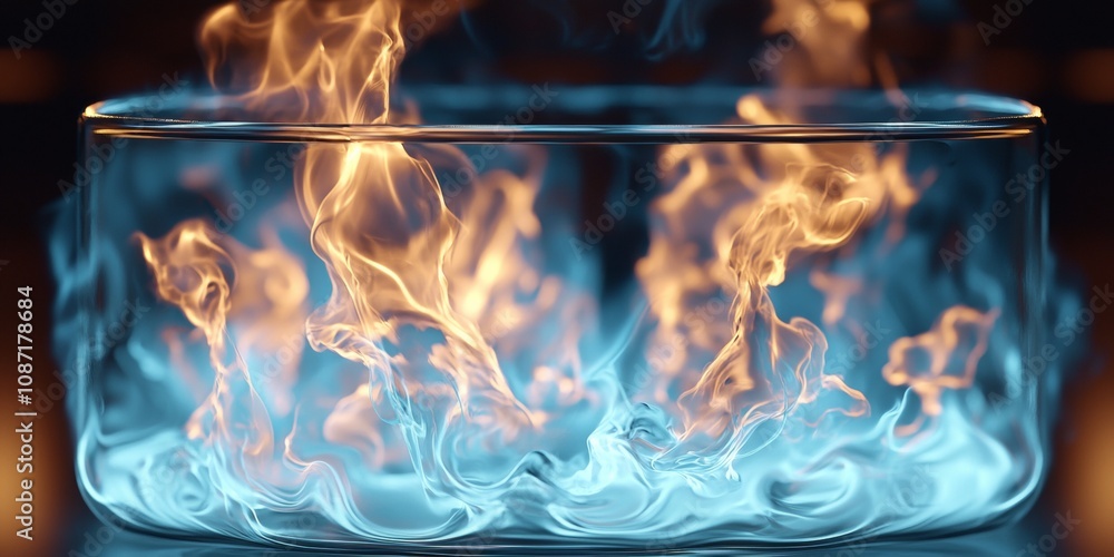 Blue Flame Between Glass, vibrant blue flames flickering between two ...