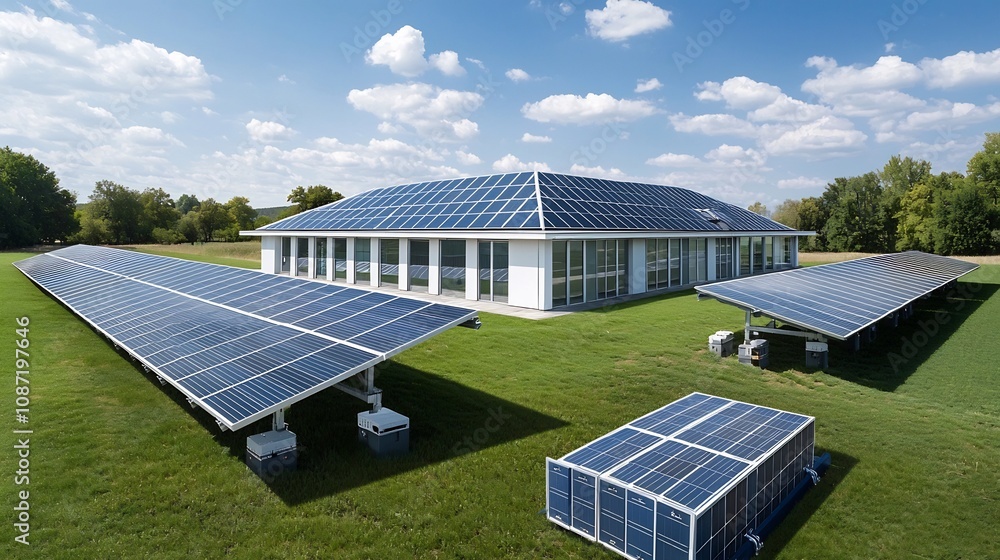 Renewable Energy Transformation Expansive solar panel array seamlessly ...