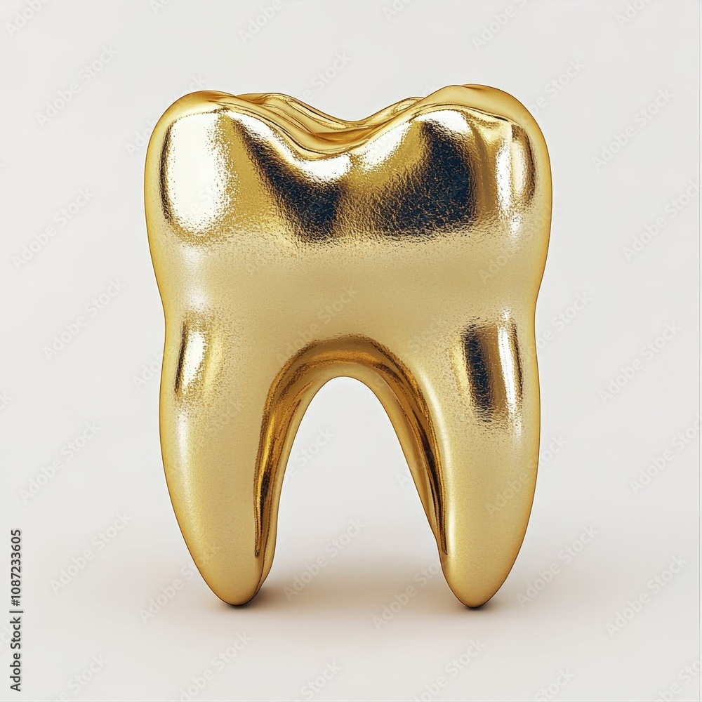 Shiny Golden Tooth on a White Background Capturing the Essence of ...