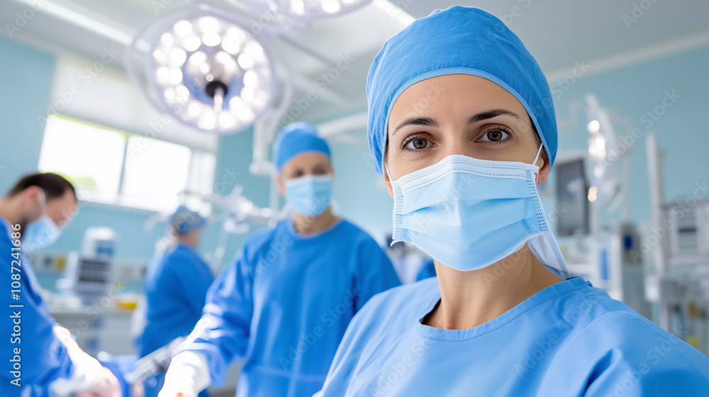 Surgeon and Medical Team Performing a Complex Procedure in a Well ...