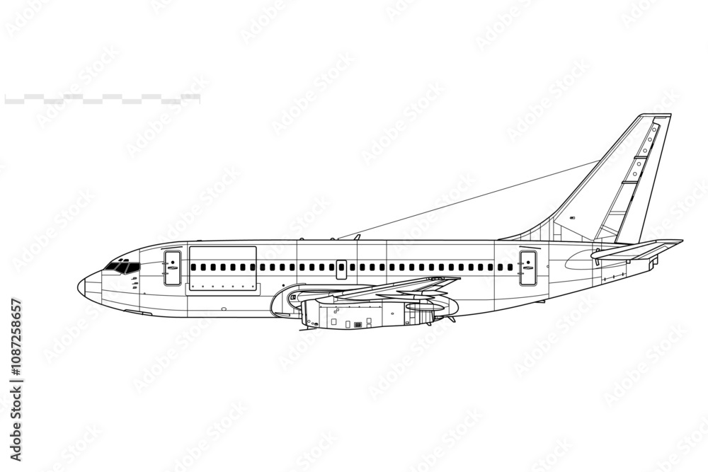 Boeing 737-200 Original. Vector drawing of short range passenger jet ...