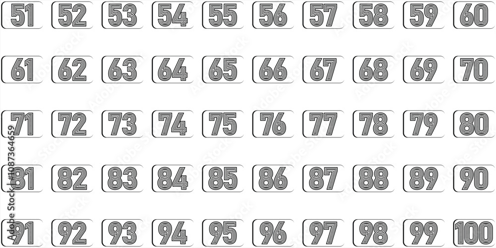 collection of logo designs for numbers 51 to 100, abstract number ...