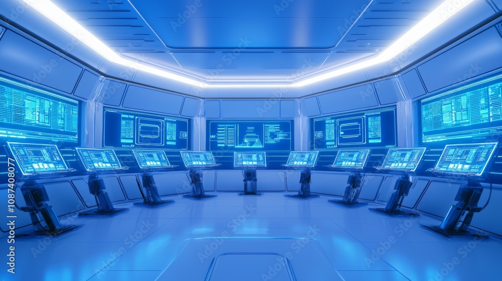 Strategic Prowess: Futuristic Alien Spaceship Control Room with ...