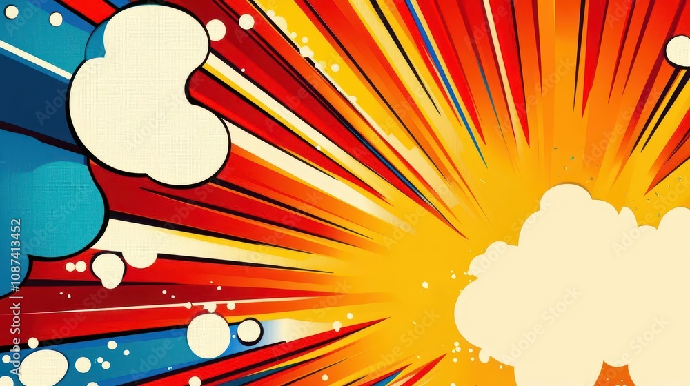 Comicstyle background with primary colors, bold swirls, and radial ...