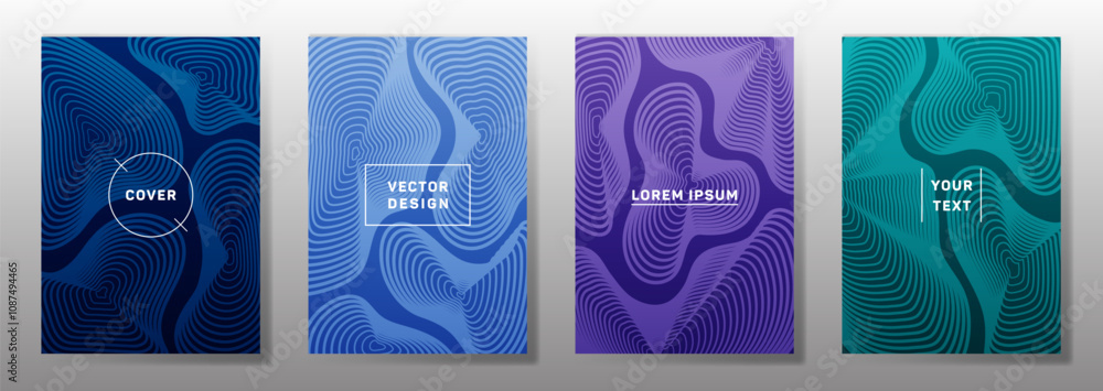 Futuristic covers linear design. Fluid curve shapes geometric lines ...