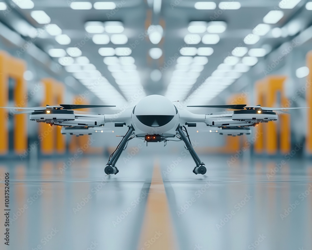 Advanced laboratory with engineers testing a vertical takeoff and ...