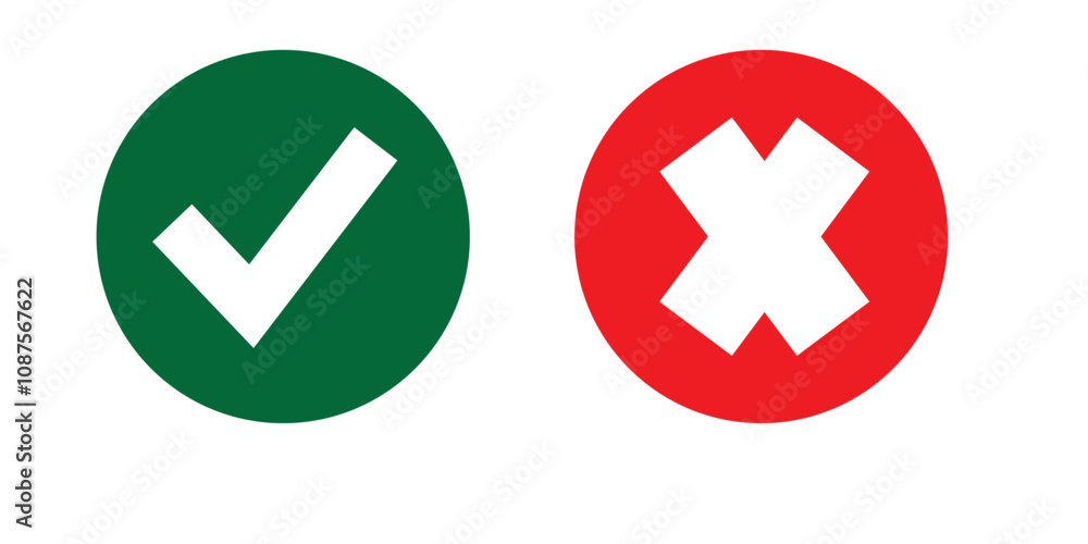 Vector de Stock Check mark icon button set. Check box icon with right and wrong buttons and yes ...