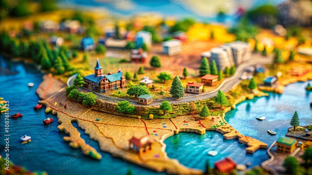 Tilt-Shift Photography of a Global Map Highlighting the United States ...