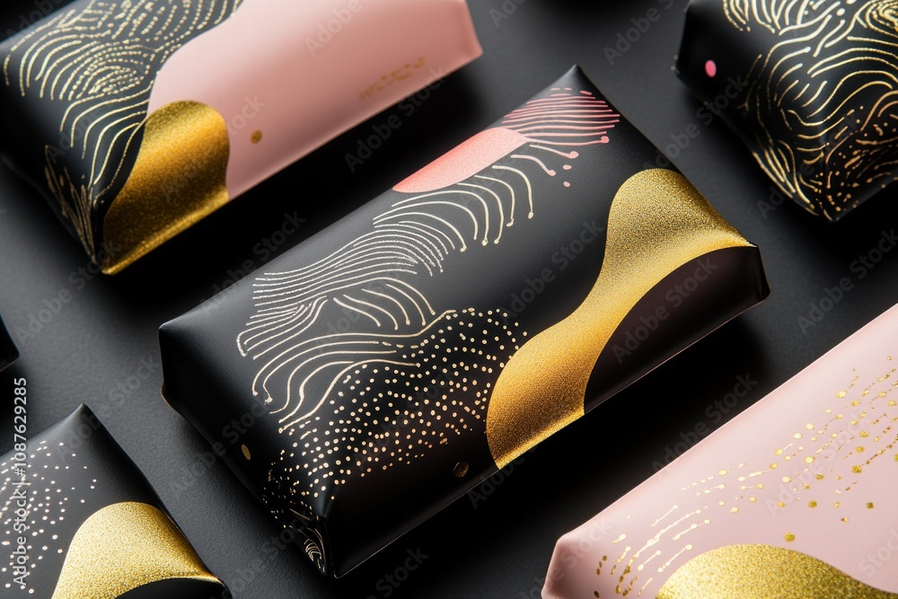 Elegant dark matte packaging design for gourmet chocolate with gold ...