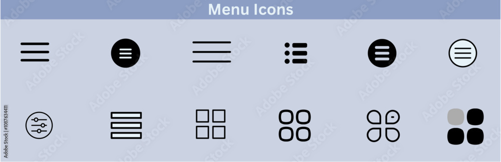 Hamburger menu icons set for web and mobile apps. Includes vector ...