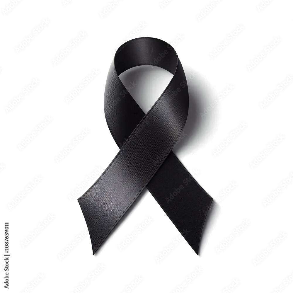 Black awareness ribbon, Elegant black ribbon symbolizing remembrance ...