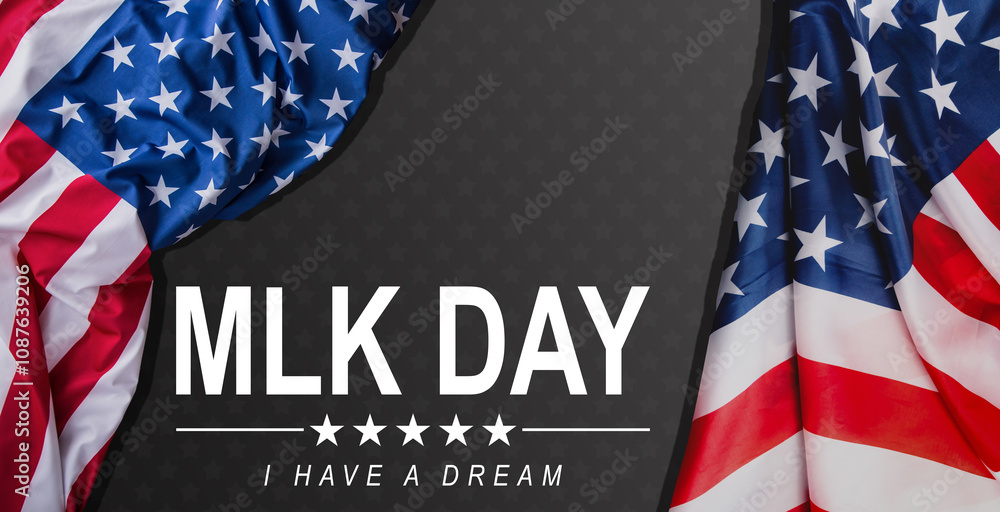 Celebrating MLK Day with American flag in the background. Patriotic ...