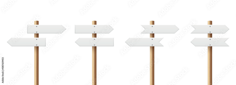 Realistic Blank Sign Post Set. Realistic Road Signboard. Plywood ...