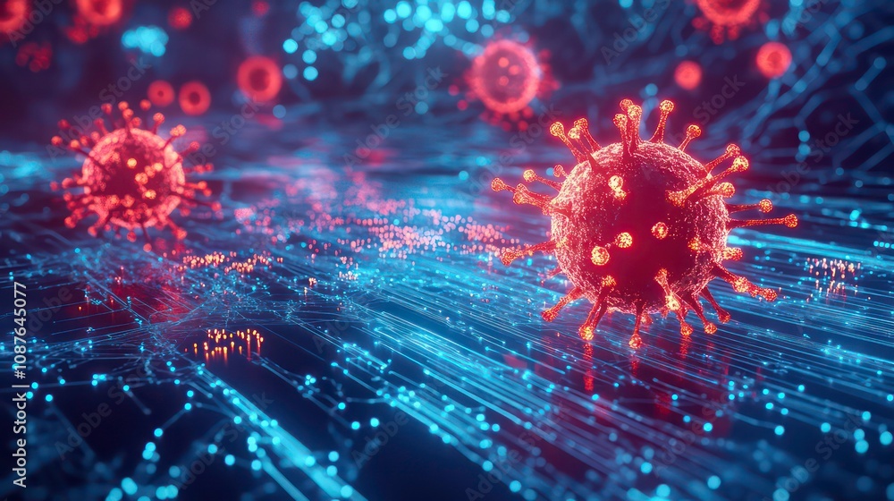 Interactive 3D digital representation of a malware infection, with ...