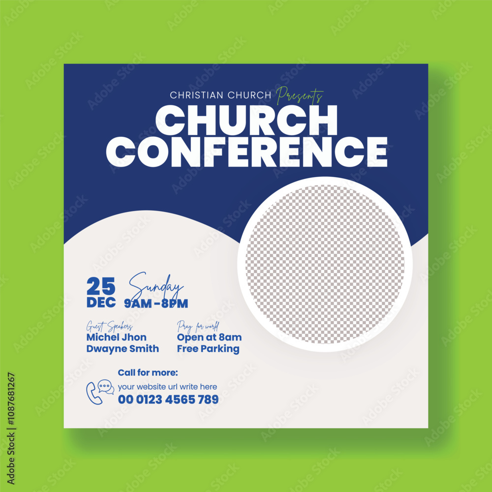 Church conference editable social media post, praise worship template ...