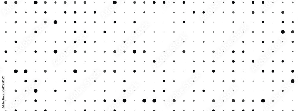 Polka dot pattern template. Monochrome dotted vector texture ...