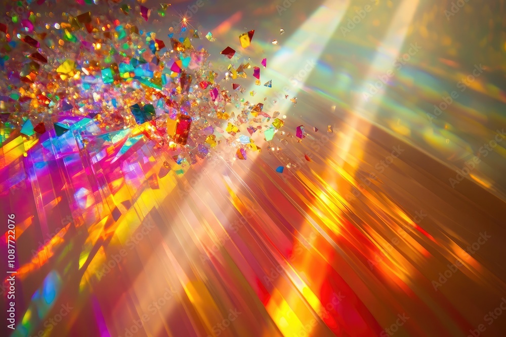 Light rays breaking through a glass prism, creating an enchanting ...