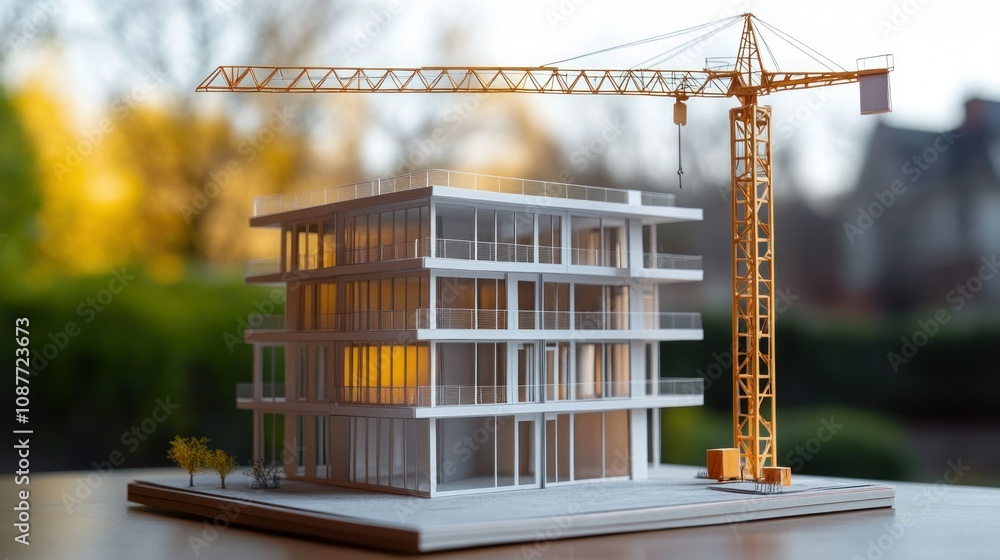 Model 3D miniature construction concept building with architectural ...