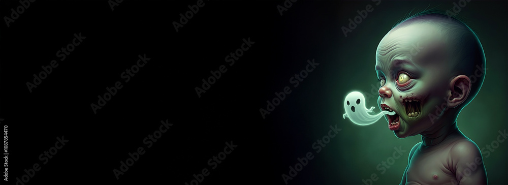 Zombie Baby with Soul Ghost Spirit Leaving it's Body, Halloween Scary ...