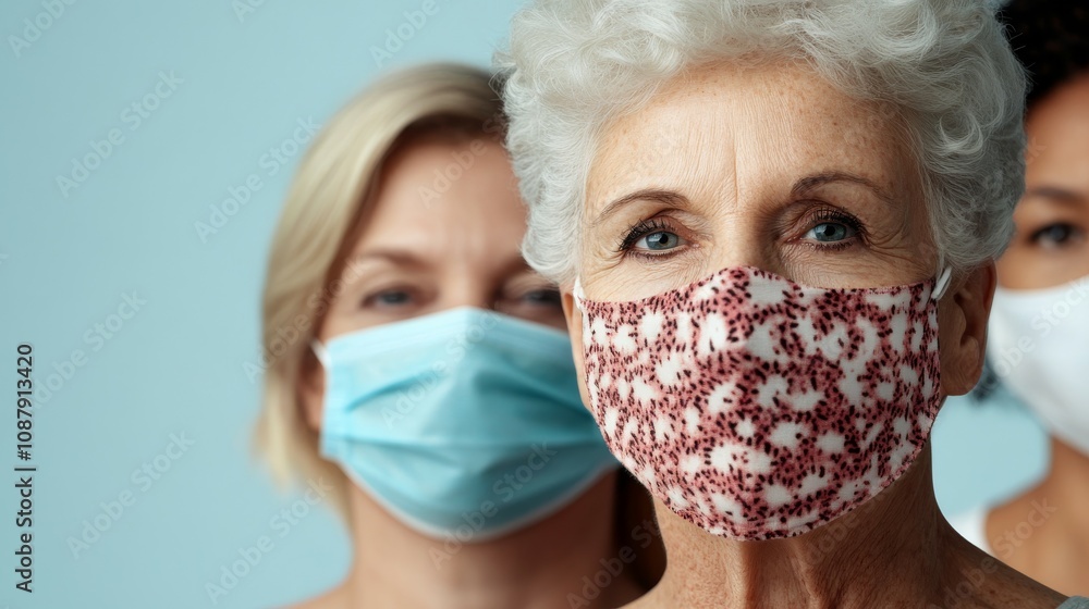 A public health campaign poster , with a diverse group of people of ...