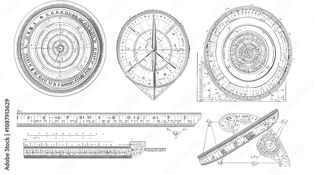 Measuring tool set for angles, Metric rulers set with 180 degree ...