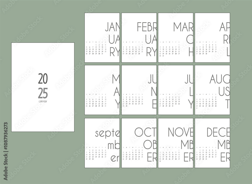meses del calendario, almanaque 2025, vertical Stock Vector | Adobe Stock
