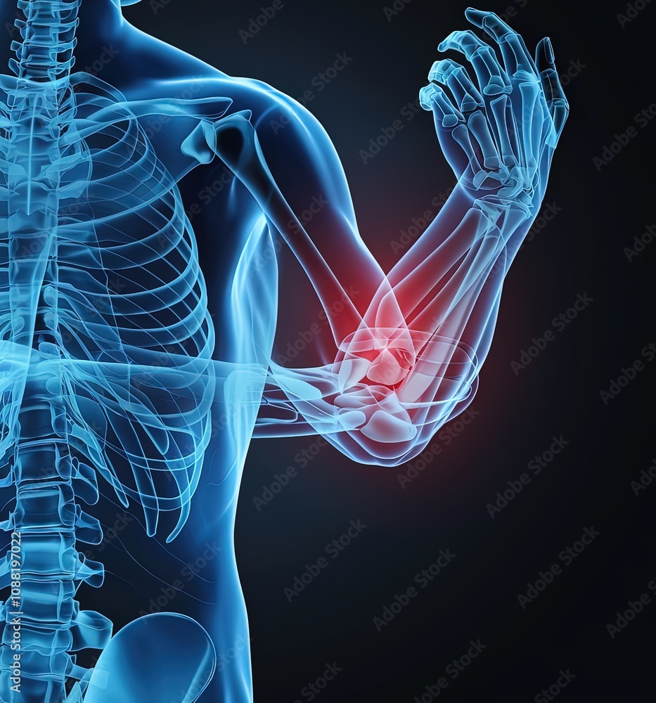 Wrist Pain Anatomy: A detailed medical illustration depicting the ...