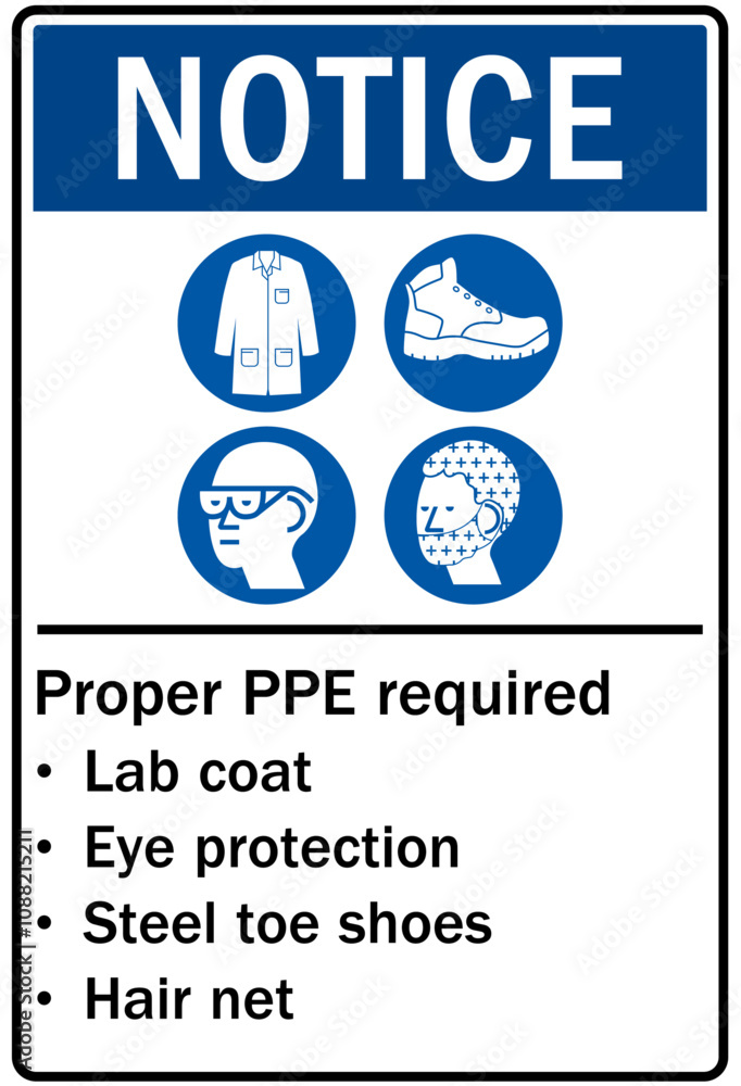 Job safety signs proper personal protective equipment (PPE) required ...