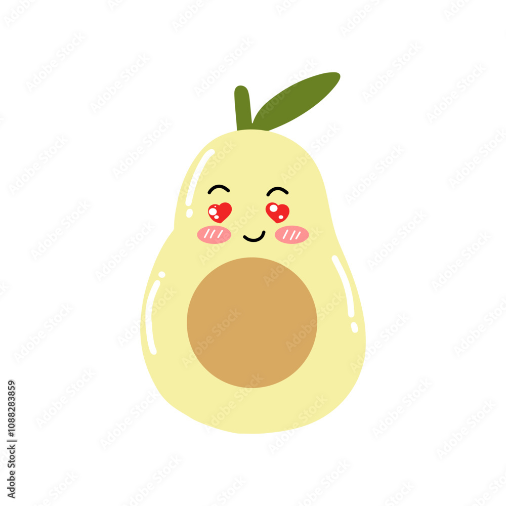 kawaii avocado emoticon face expression design element stock. Cute ...