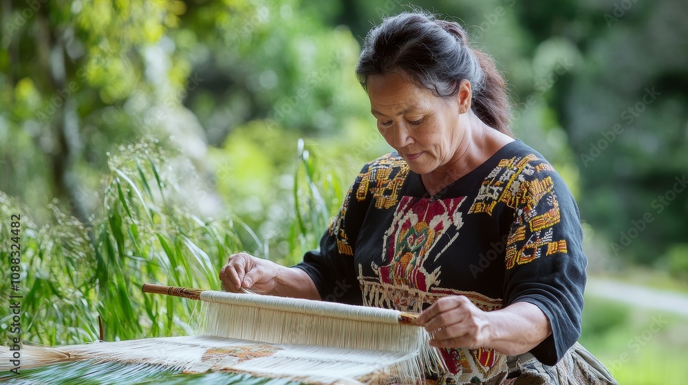 Cultural Heritage in Focus: Maori Woman Demonstrating Traditional ...