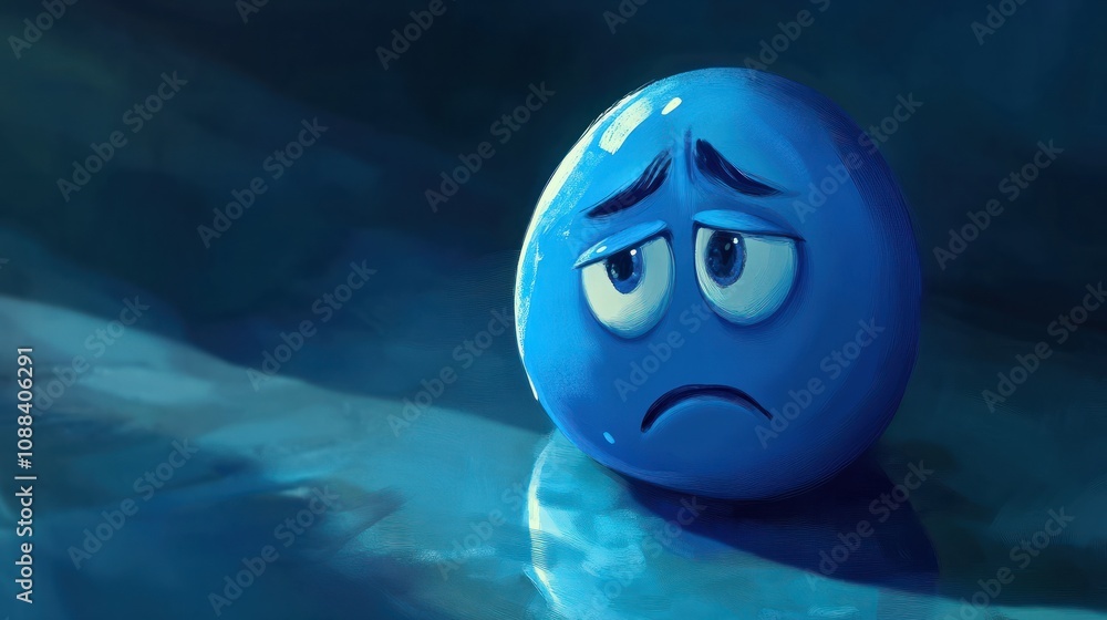 Blue Monday cartoon illustration with sad face,generated with AI. Stock ...
