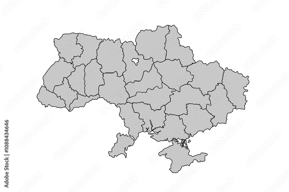 Map of Ukraine Grayscale,isolated on white background for website ...