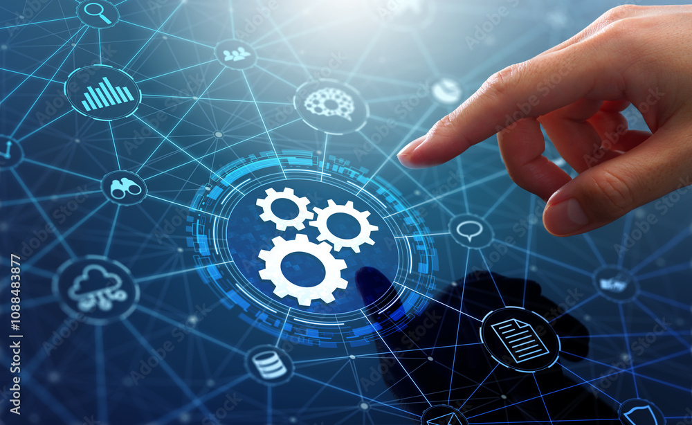 Automation of business or robotic process RPA technology. Transfer of ...