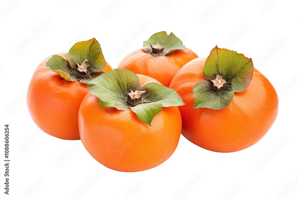 Two orange round fruits with green leaves on top . on transparent ...