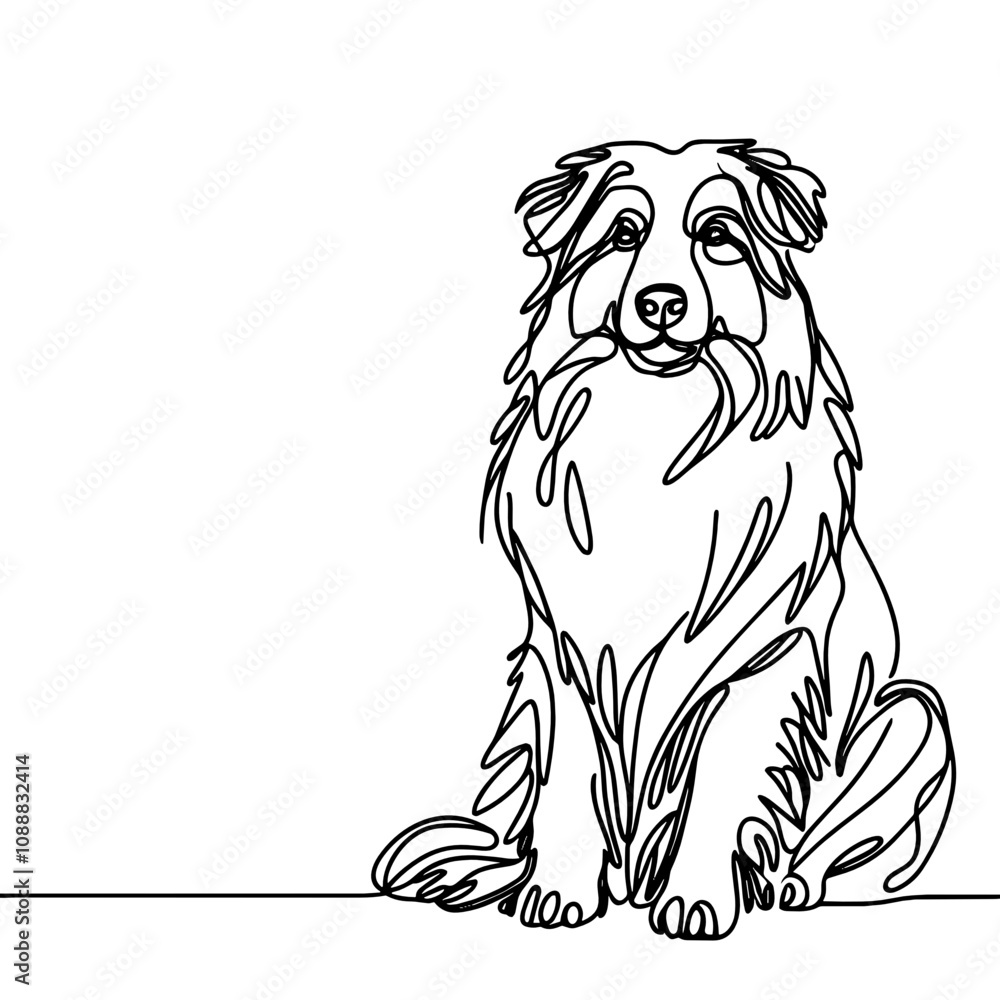 Minimalist Line Art of Australian Shepherd dog Stock Vector | Adobe Stock