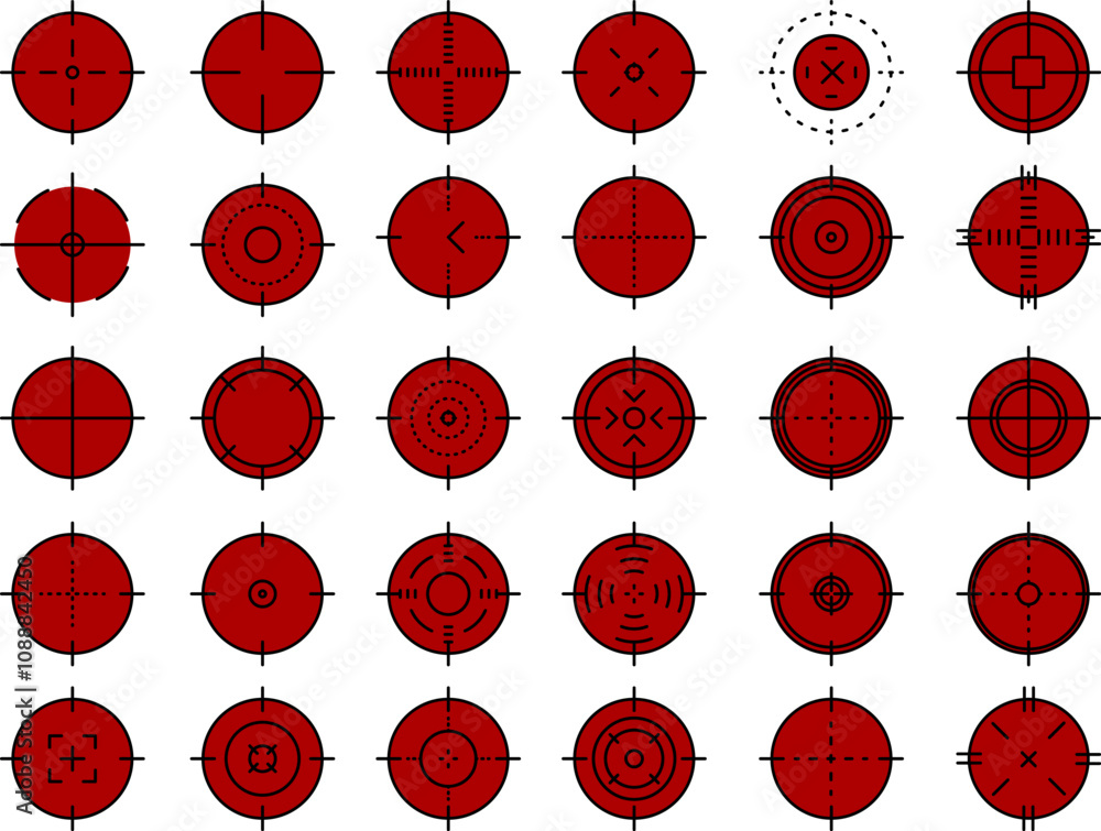 Vector de Stock Crosshair gun sight vector icons set. Bullseye, target ...