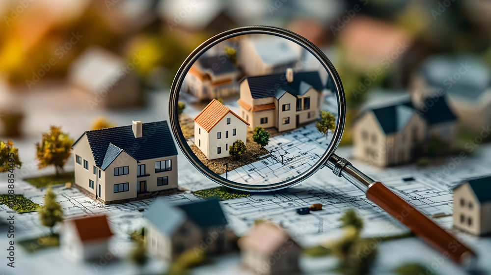 Magnifying Glass Enlarges Detailed Miniature House Models on ...