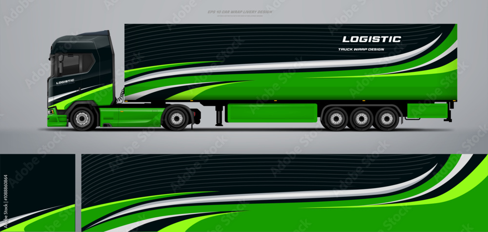 truck and trailer wrap livery design. vector file printing below Stock ...