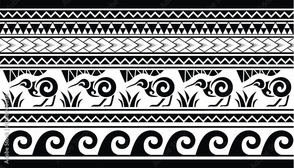 Maori Polynesian indigenous Pattern Background Wallpaper Banner ...