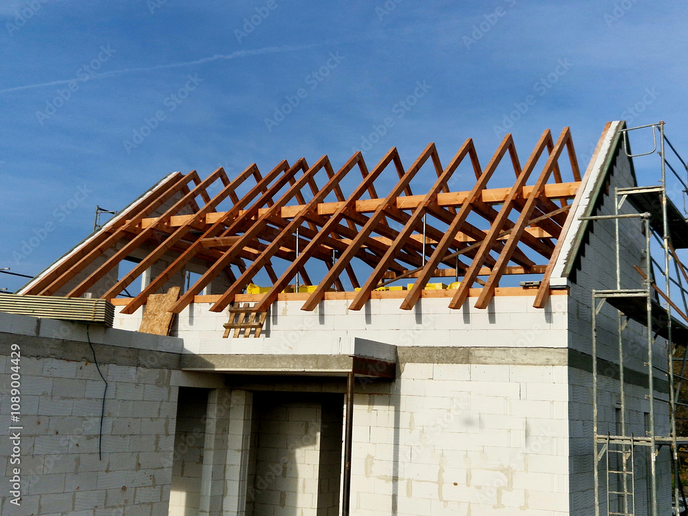 Extension of a family house, cubic shape modern with a flat roof and ...