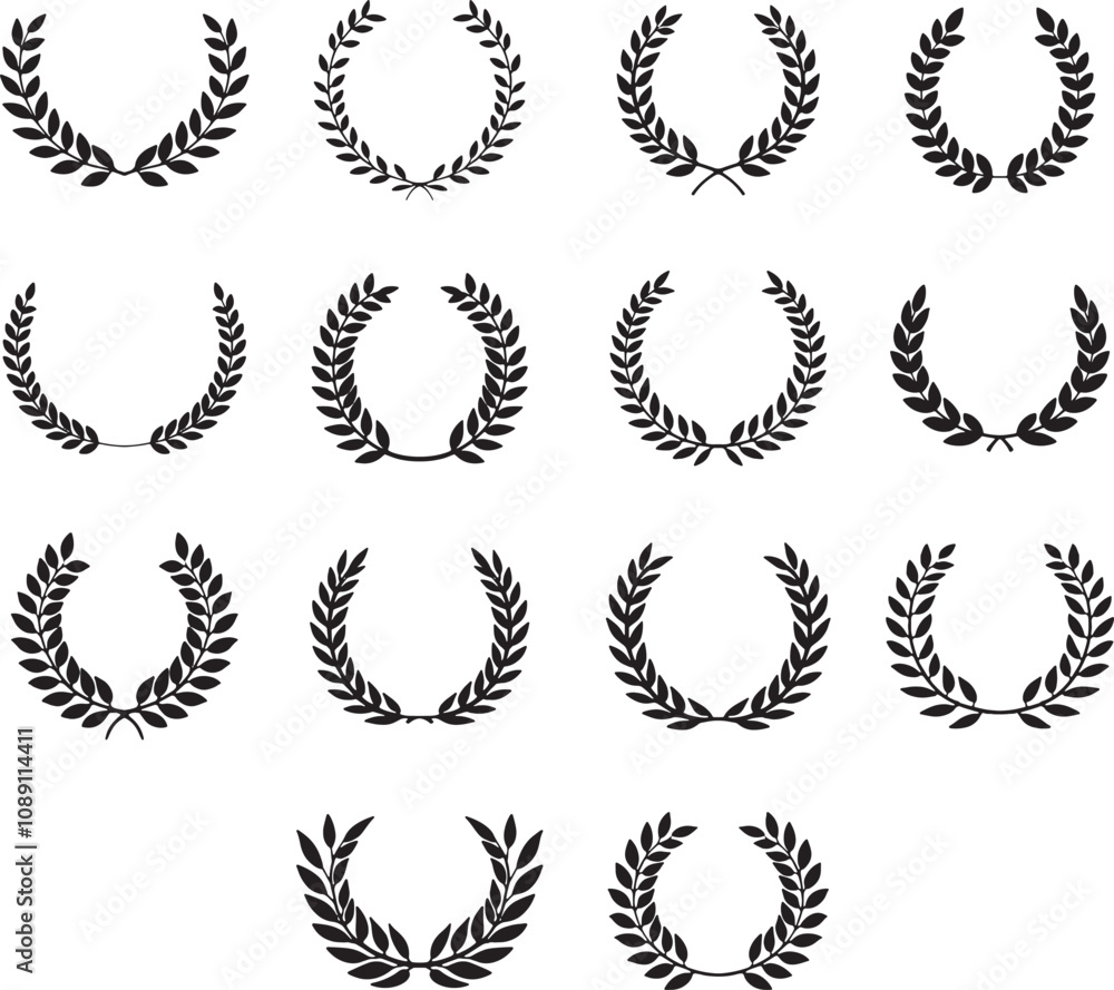 Vector Laurel Wreath Icon Set – Perfect for Award Certificates ...