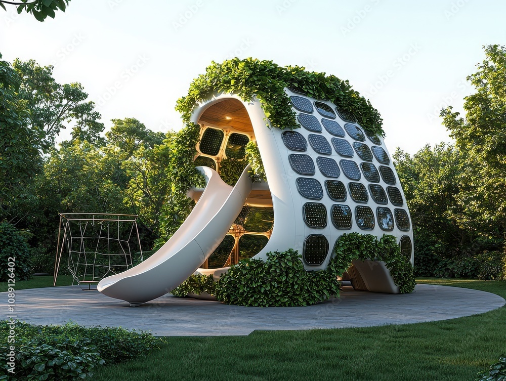 Futuristic playground design urban park innovative architecture green ...