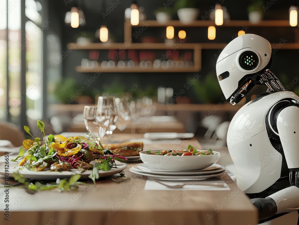 Futuristic culinary experience robotic chefs preparing innovative ...
