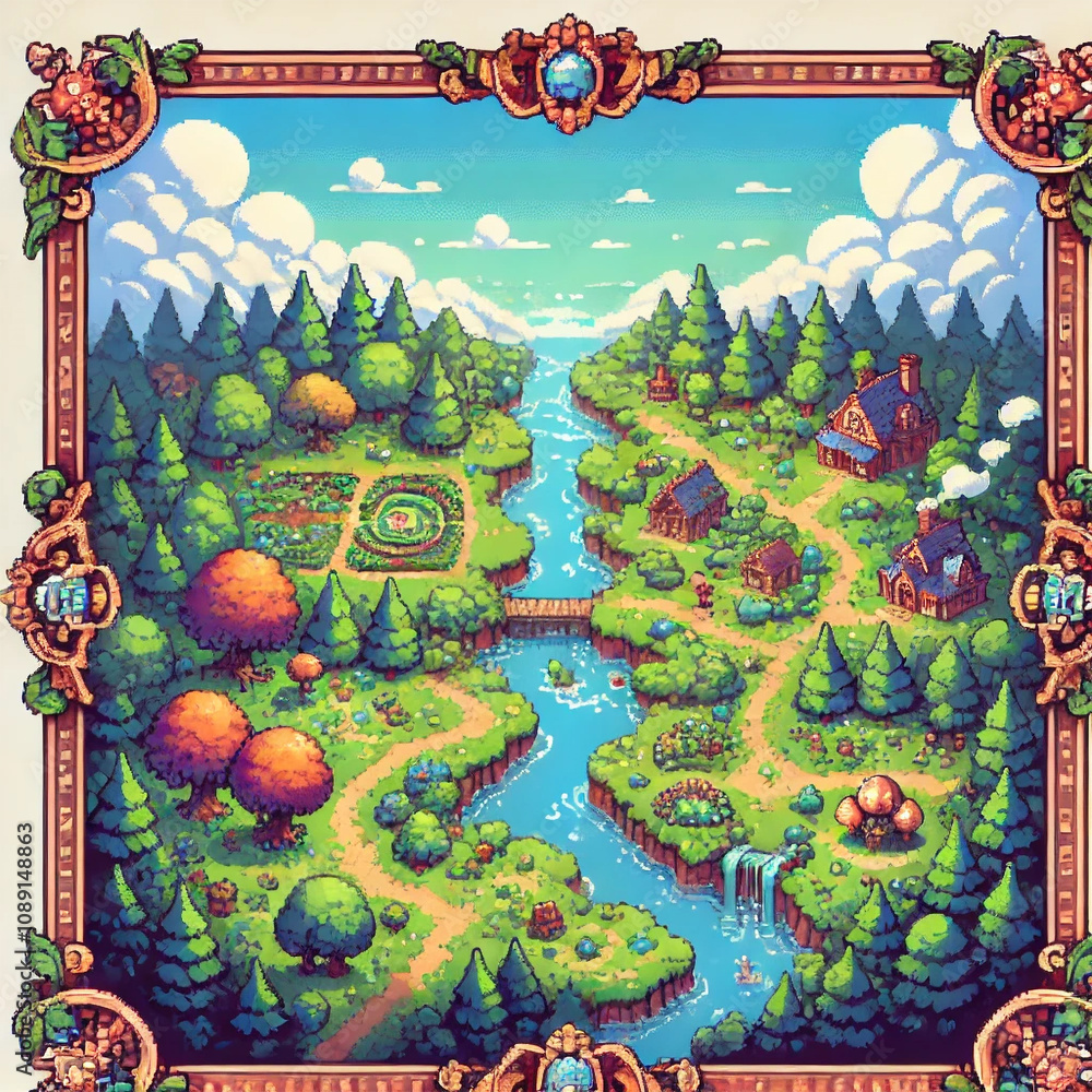 Generative AI illustration of a fantasy game interface featuring a ...