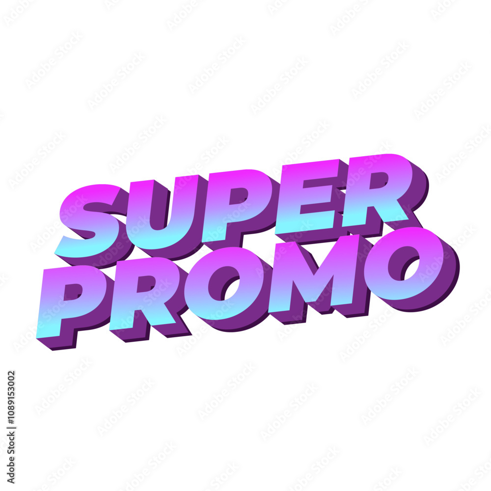 Super promo. Text effect in square size with bold font and 3D look ...