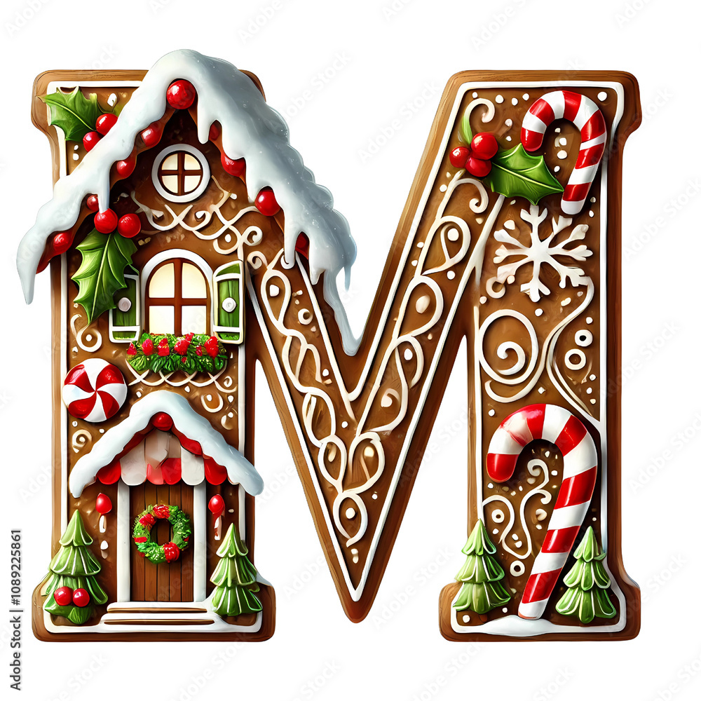 Christmas Gingerbread House Letter M PNG – Festive Holiday Alphabet ...