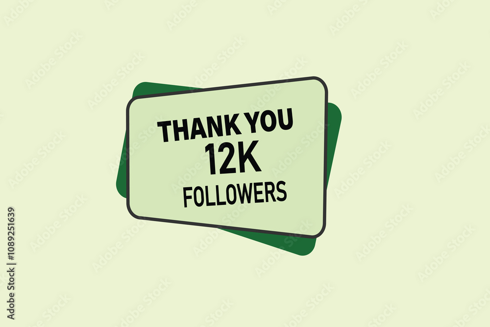 thank you 12k followers, vector, illustration, social, media, post ...