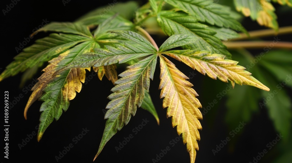 Foto de Stock Cannabis Plant Leaves Showing Nutrient Deficiencies with ...